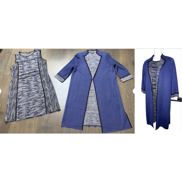 Misook | Skirts | Misook 2piece Dress Long Jacket Set Outfit Separates ...